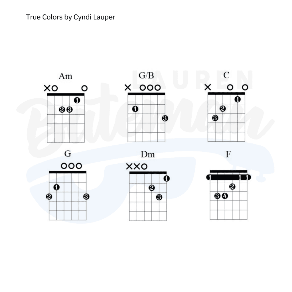 True Color Chord Chart by Cyndi Lauper or Eva Cassidy - Lauren Bateman ...